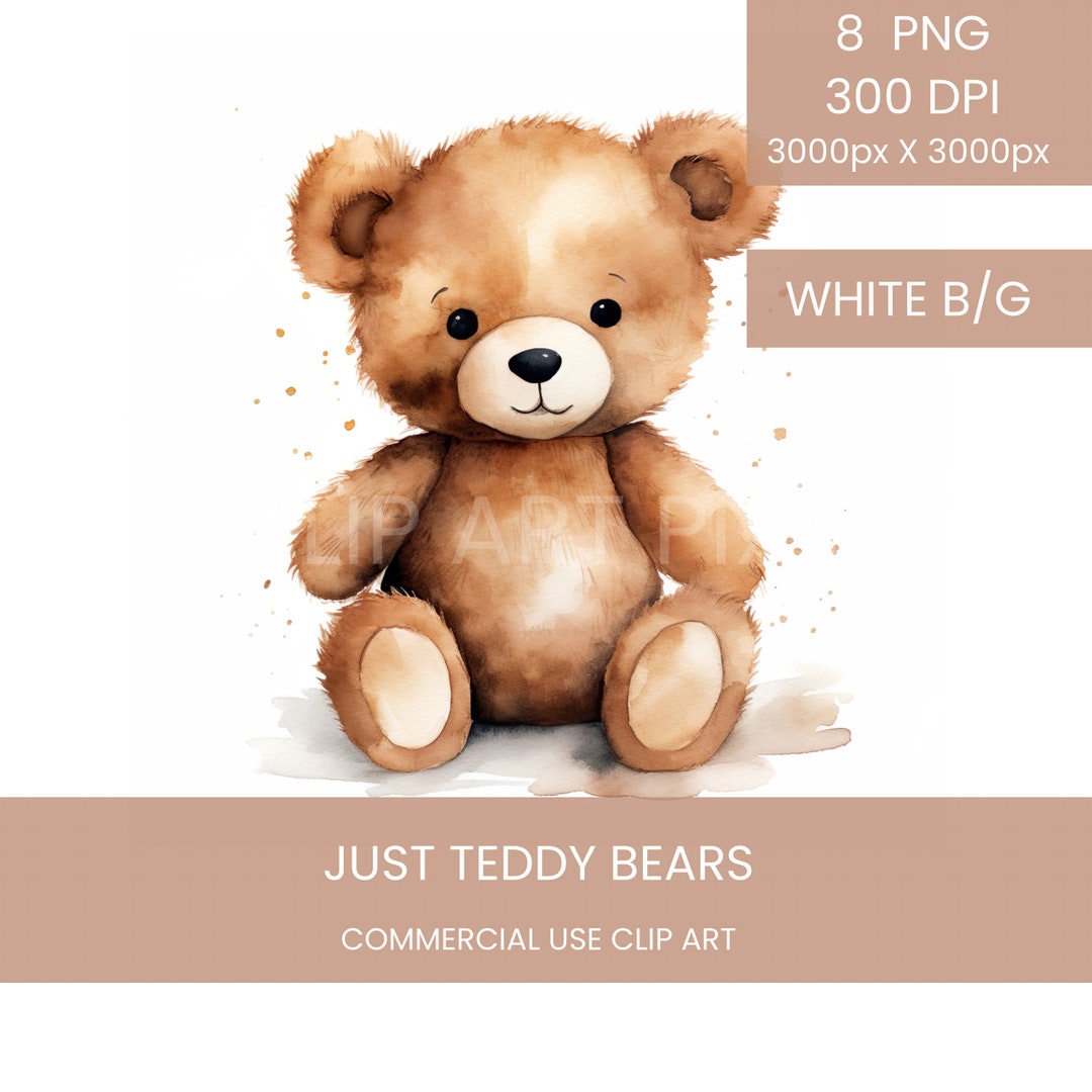 Watercolour Just Teddy Bears Clip Art Pack Watercolour, Clipart or ...