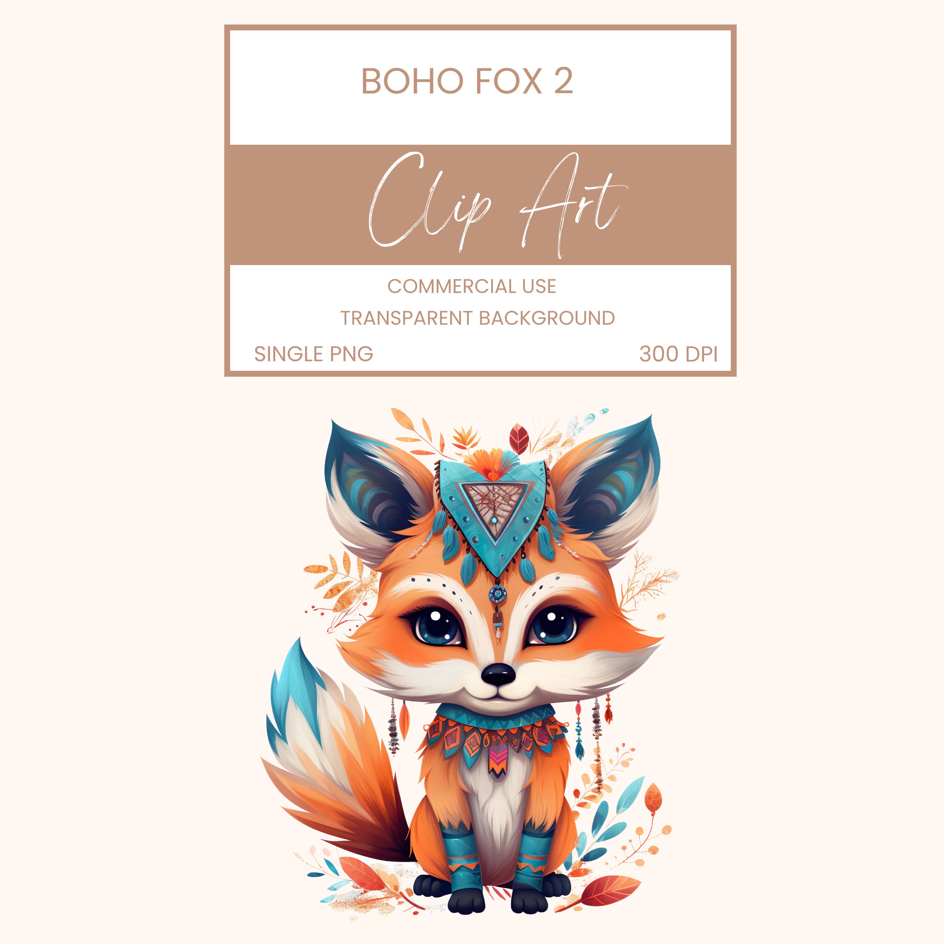 Boho Foxes Illustration Clip Art Pack Watercolour, Clipart or ...