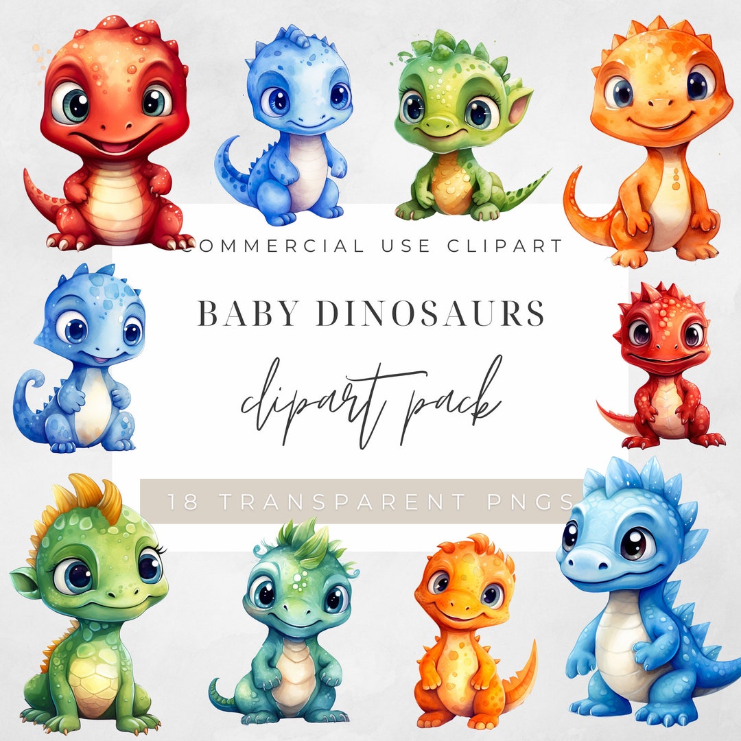 Watercolour Pastel Dinosaurs Clip Art Pack Watercolour, Clipart for ...