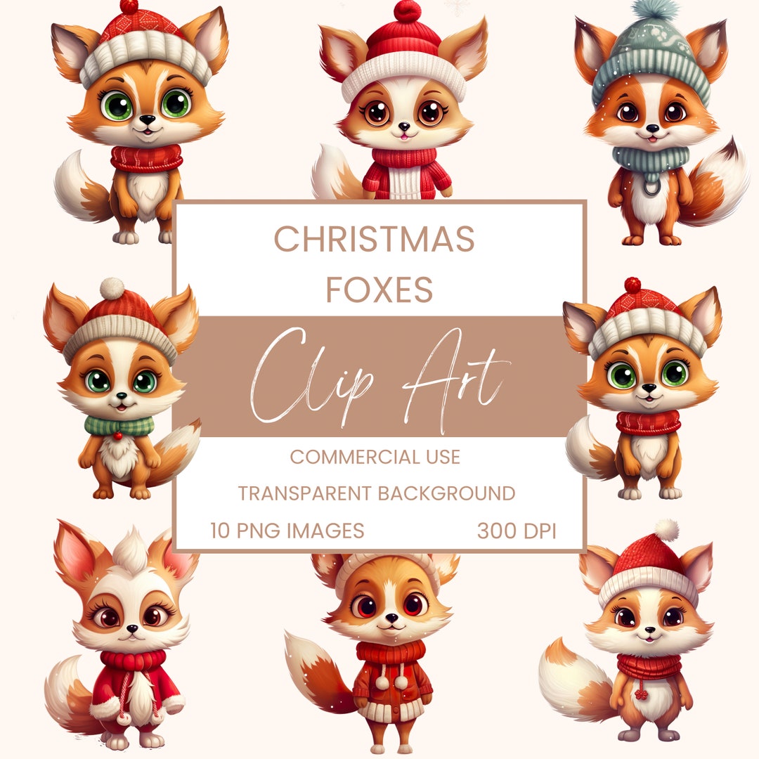 Christmas Foxes Illustration Clip Art Pack Watercolour, Clipart or ...