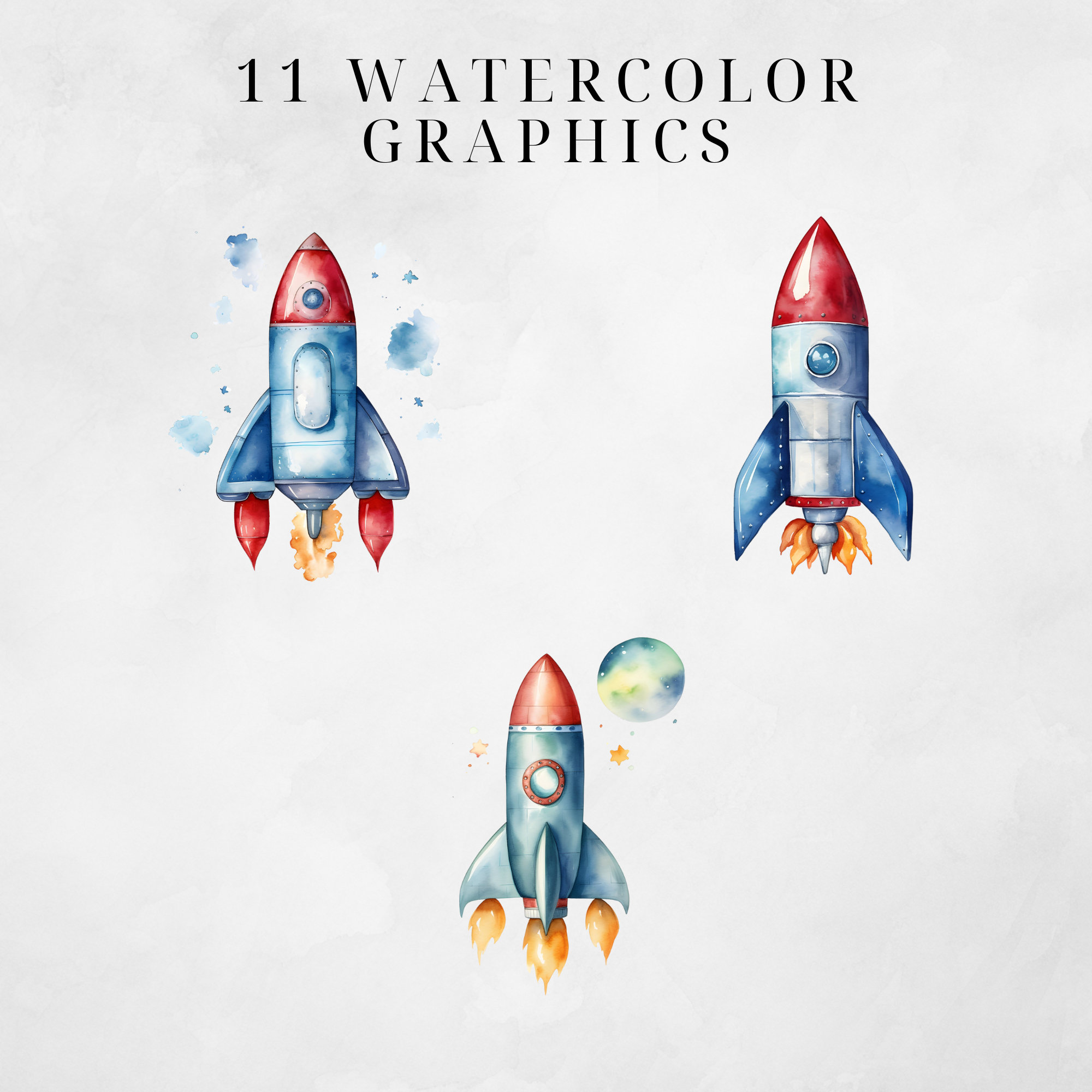 Watercolor Rockets Clipart, Clipart for Commercial Use, Transparent ...