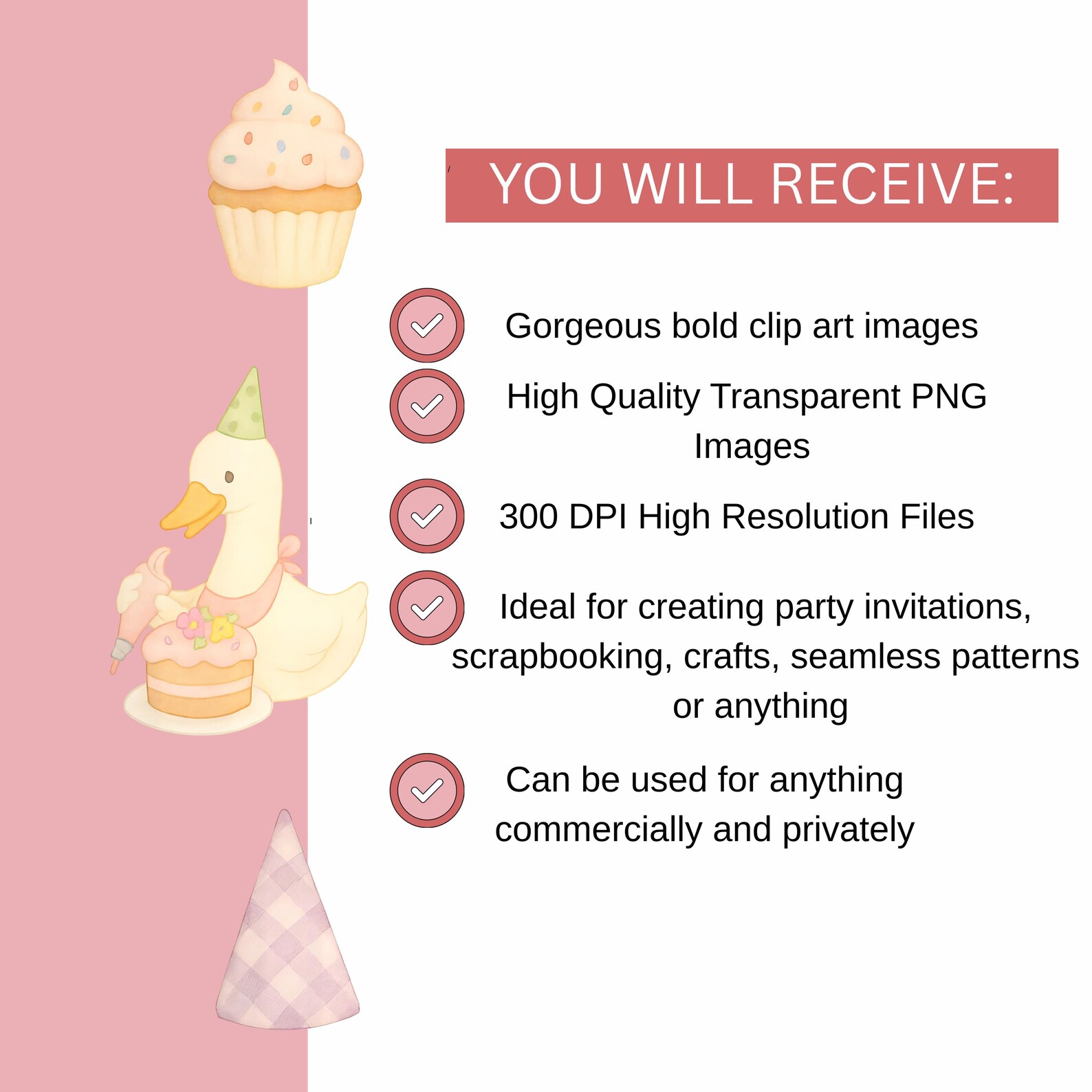 Silly Goose Birthday Clipart – Watercolor Party Geese, Balloons, Cakes ...