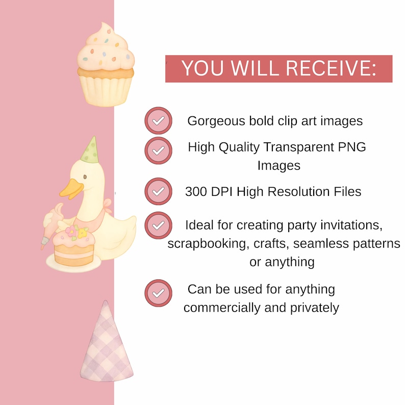 Silly Goose Birthday Clipart – Watercolor Party Geese, Balloons, Cakes ...