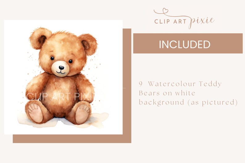 Watercolour Just Teddy Bears Clip Art Pack Watercolour, Clipart or ...