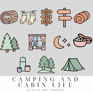 Cozy Camping & Cabin Life Clipart Pack – Bold Outlines for Stickers ...