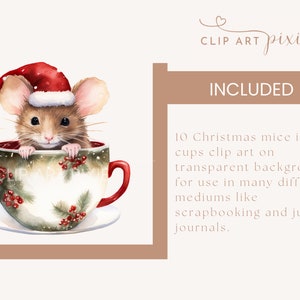 Christmas Mice in Teacups Clip Art Pack Watercolour, Clipart or ...