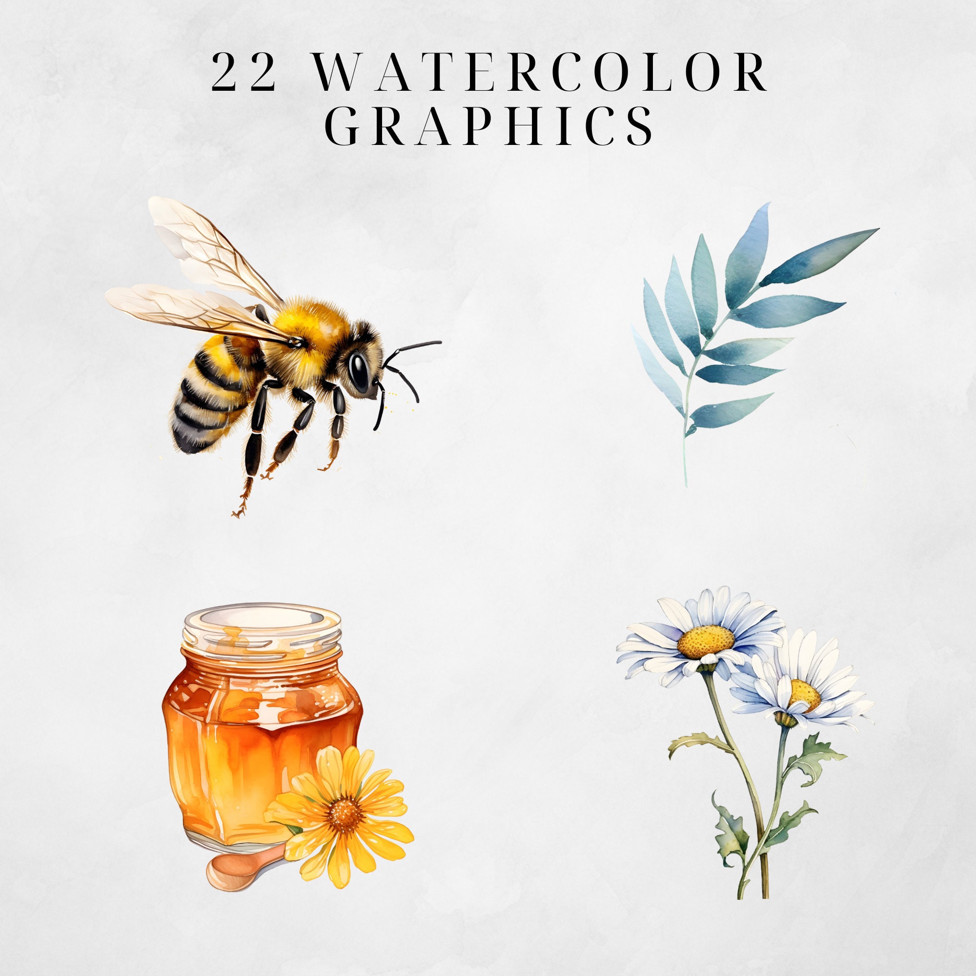 Watercolor Bees and Flowers Clipart, Clipart for Commercial Use ...