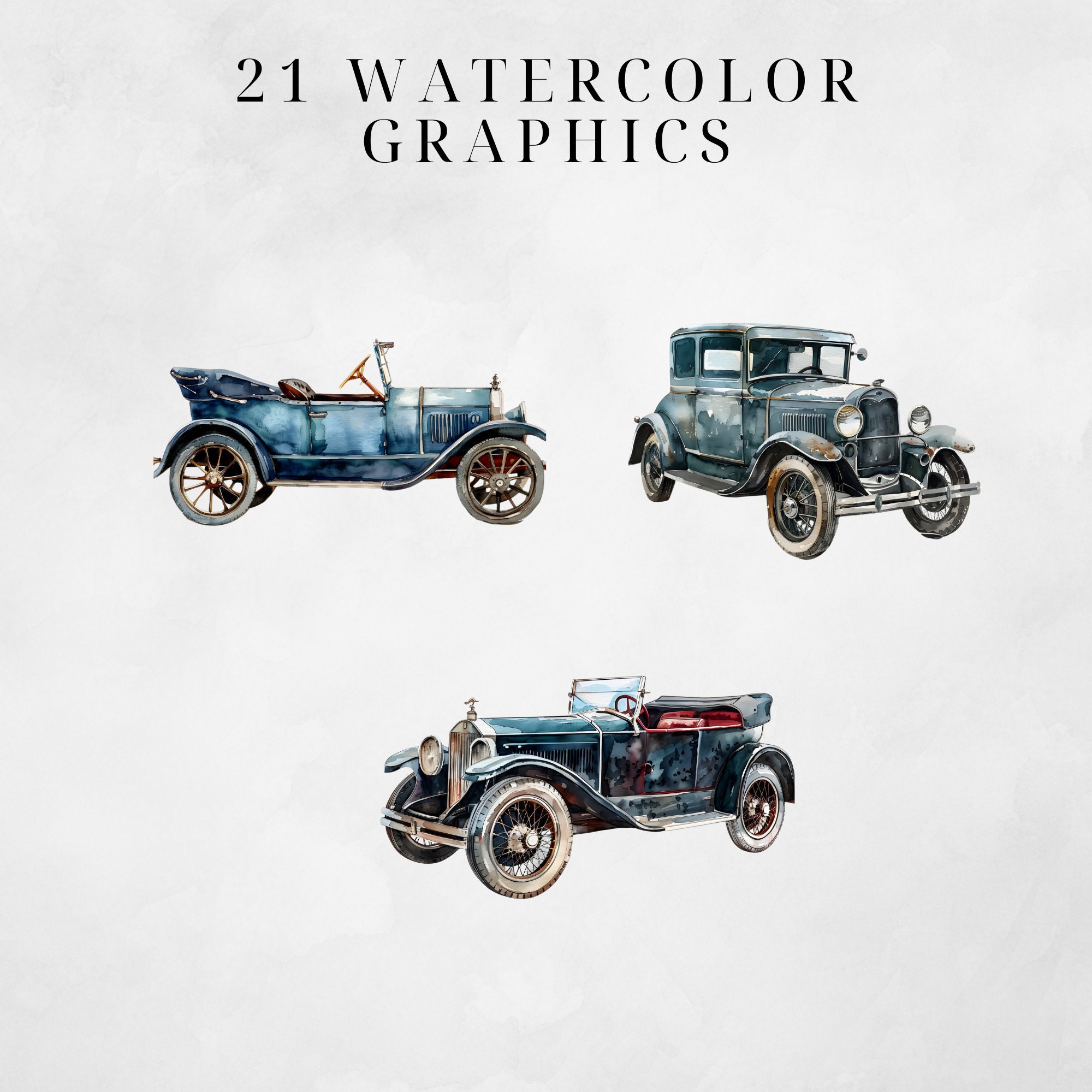 Watercolor Vintage Car Clipart, BUNDLE, Old Cars, Cars, Transparent Png ...