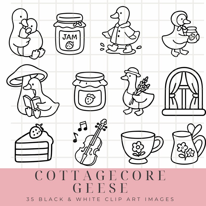 Silly Goose Cottagecore Clipart Pack – Cozy Farm Goose With Flowers ...
