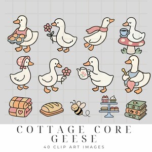Silly Goose Cottagecore Clipart Pack – Cozy Farm Goose Pngs With ...