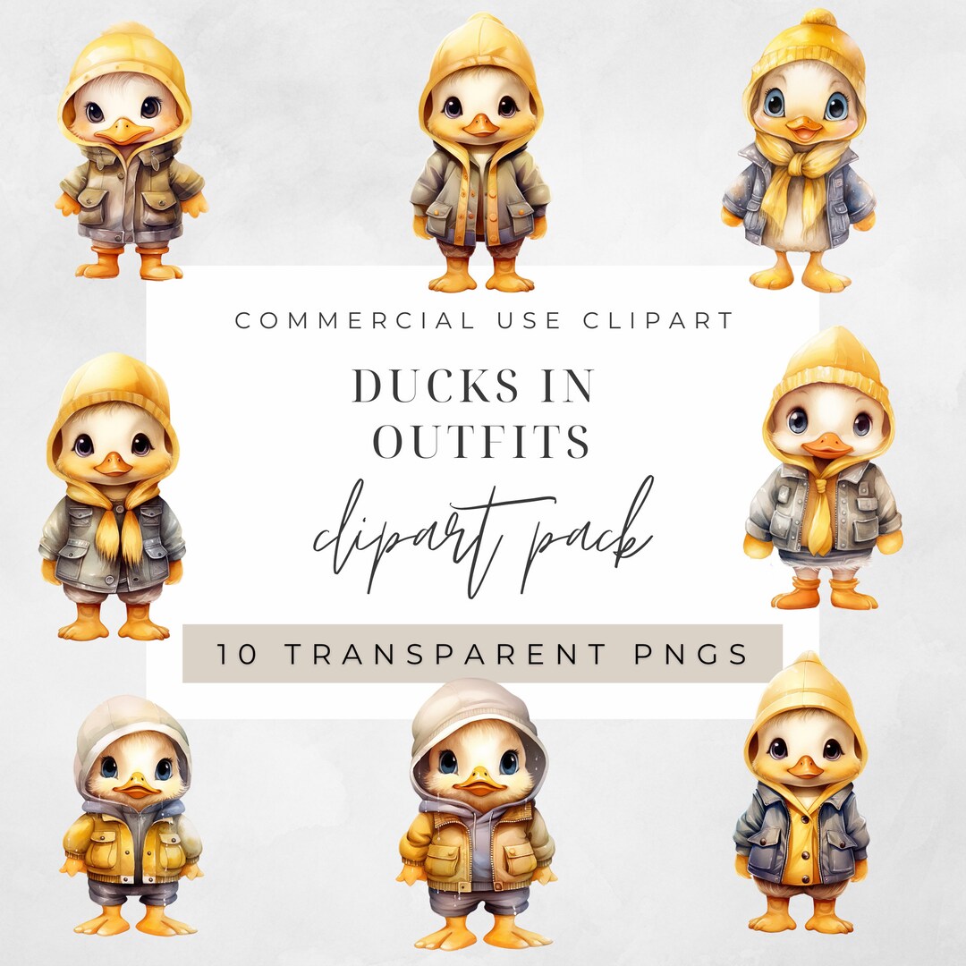 Ducks in Outfits in Watercolour Clip Art Pack Watercolour, Clipart or ...