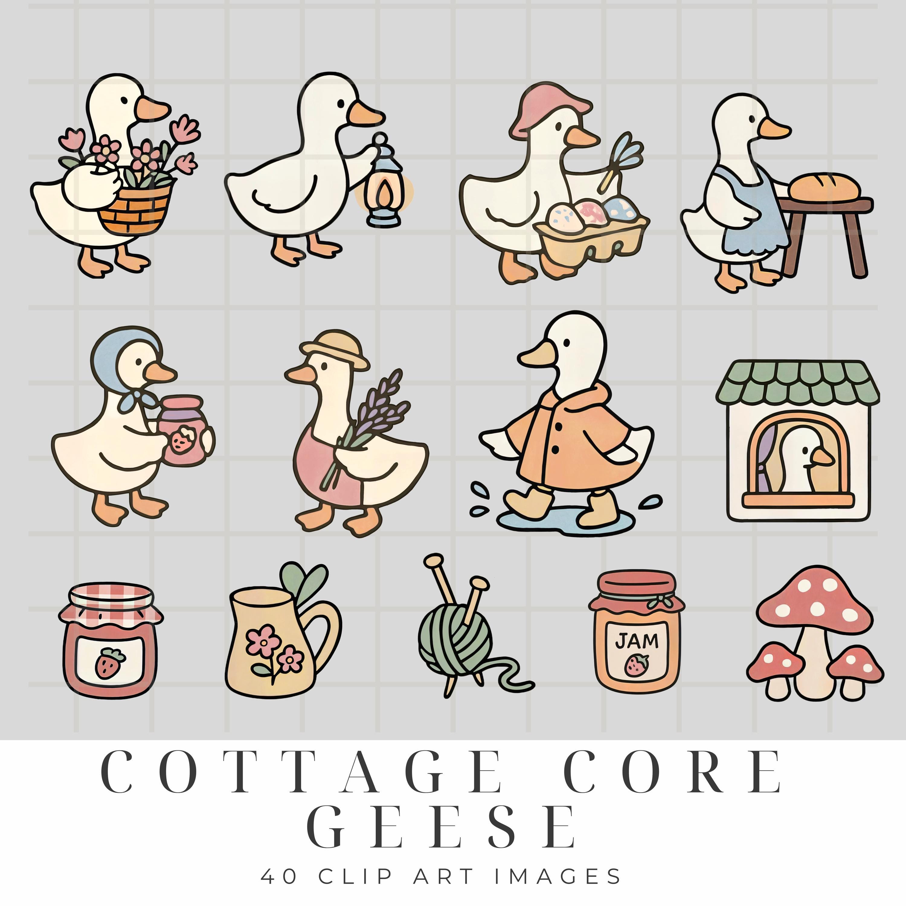 Silly Goose Cottagecore Clipart Pack – Cozy Farm Goose Pngs With ...