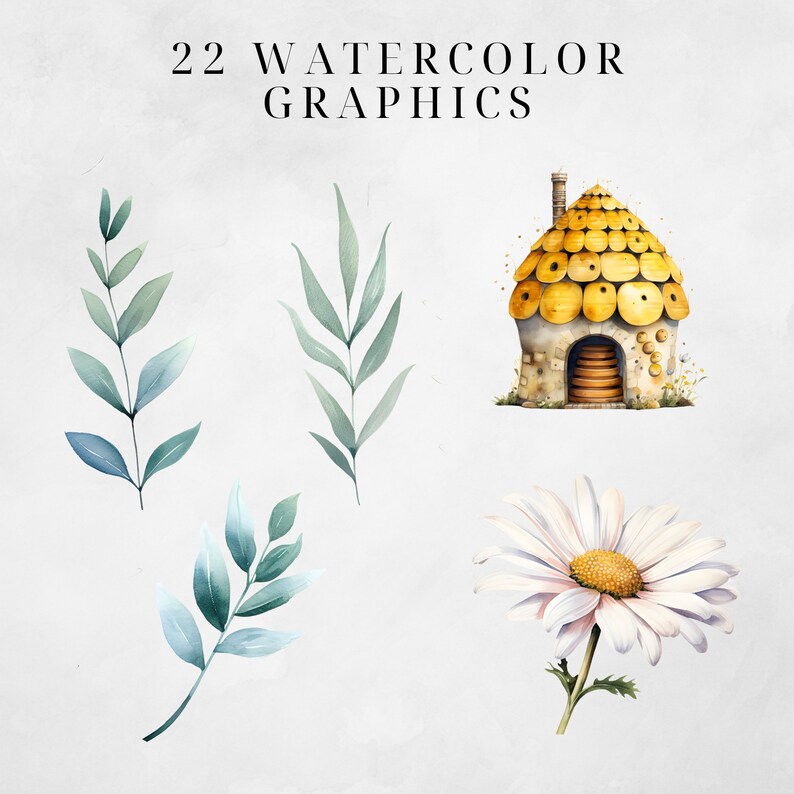 Watercolor Bees and Flowers Clipart, Clipart for Commercial Use ...