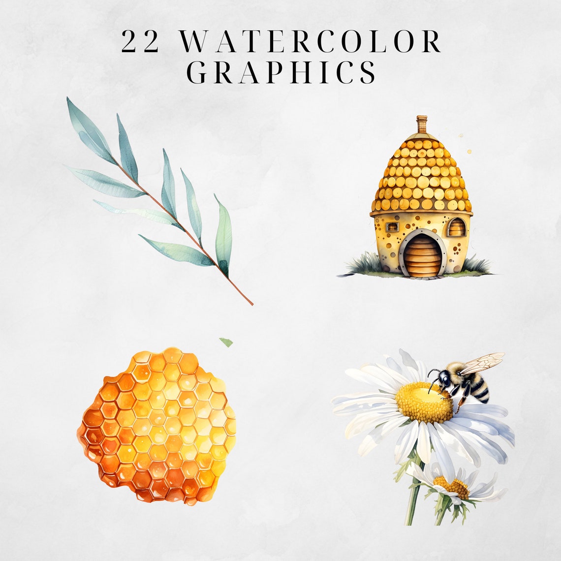 Watercolor Bees and Flowers Clipart, Clipart for Commercial Use ...