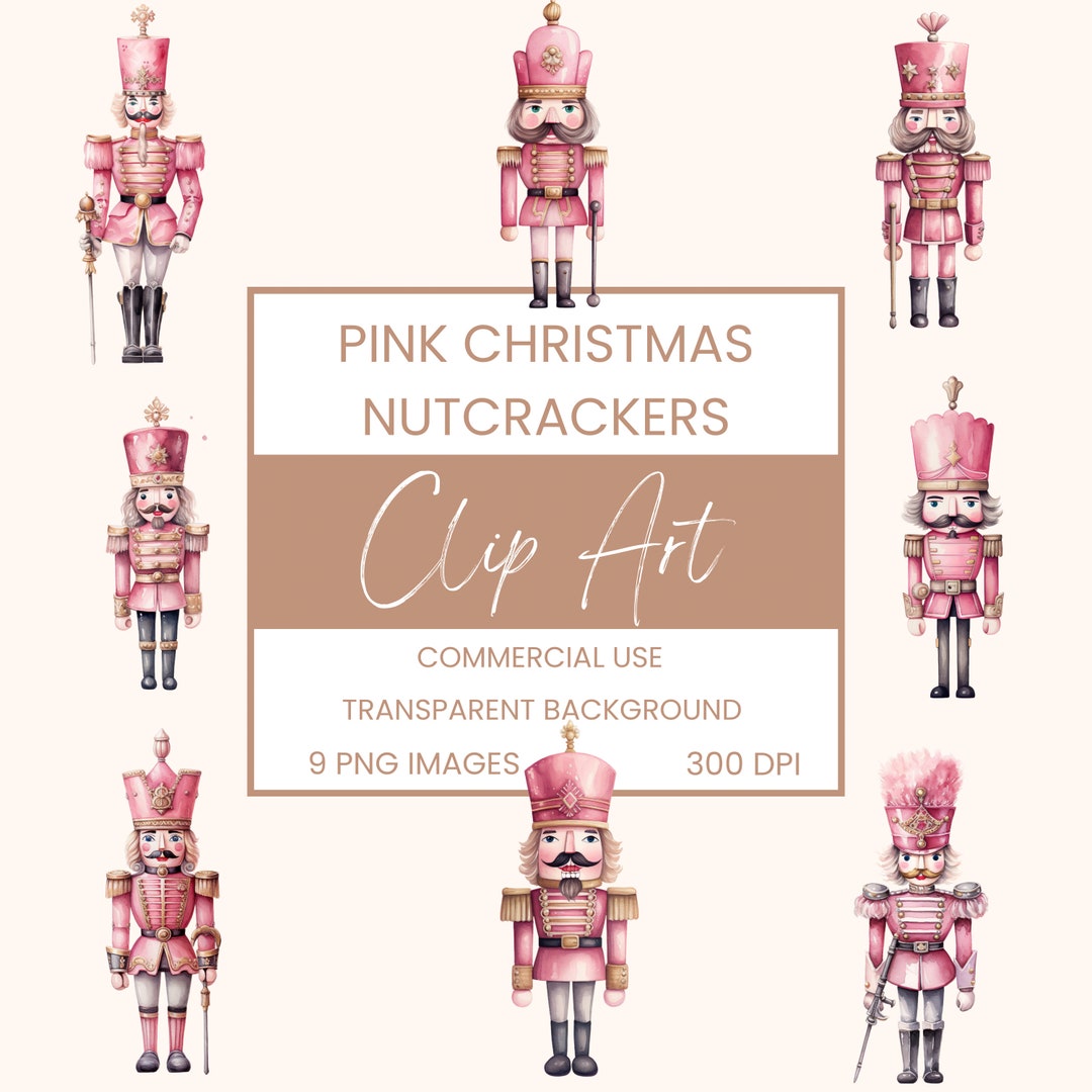 Pink Christmas Nutcrackers Clip Art Pack Watercolour, Clipart or ...