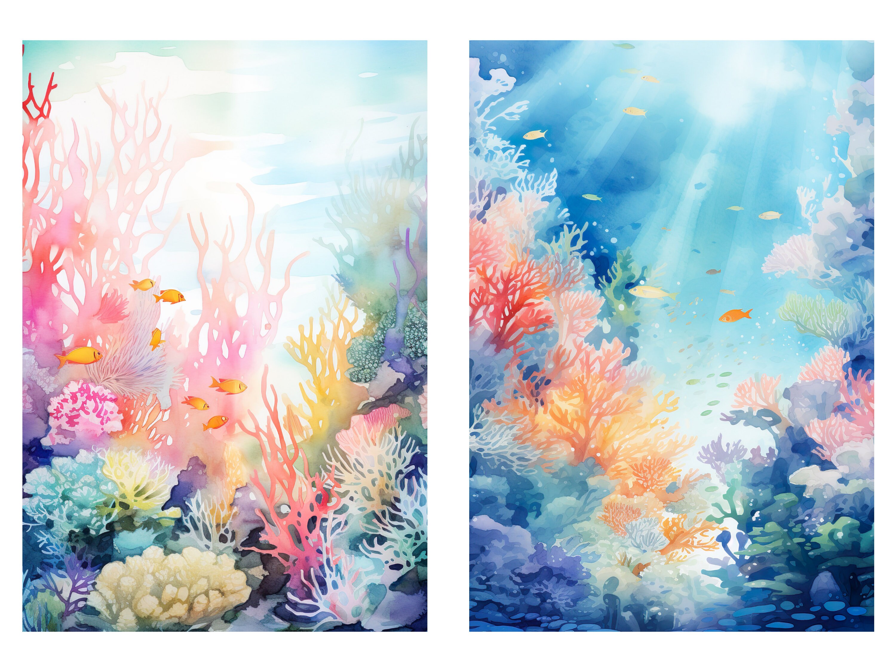 Pastel Coral Reef Digital Paper JPEG & PNG, Junk Journaling, Bundle ...