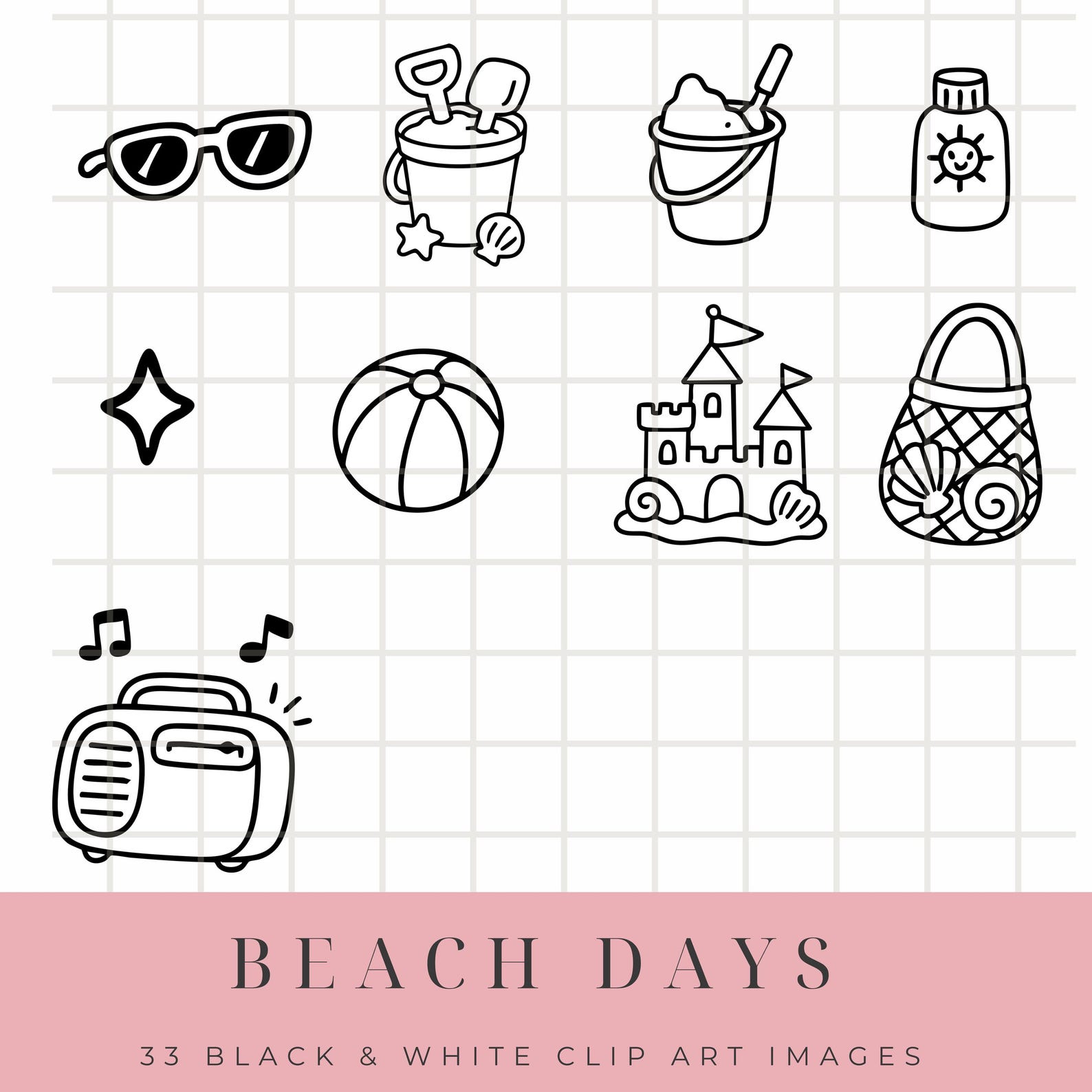 Beach Days Clipart Pack – Bold & Fun Summer Elements, Beach Toys ...