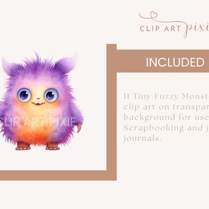 Tiny Fuzzy Monsters Clip Art Pack Watercolour, Clipart or Commercial ...
