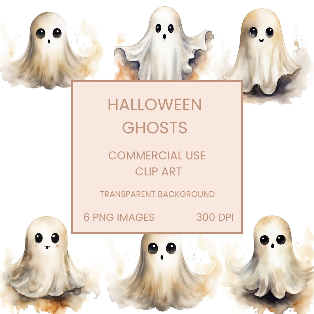 Halloween Cute Ghosts Clipart PNG, Junk Journaling, Bundle, Halloween ...