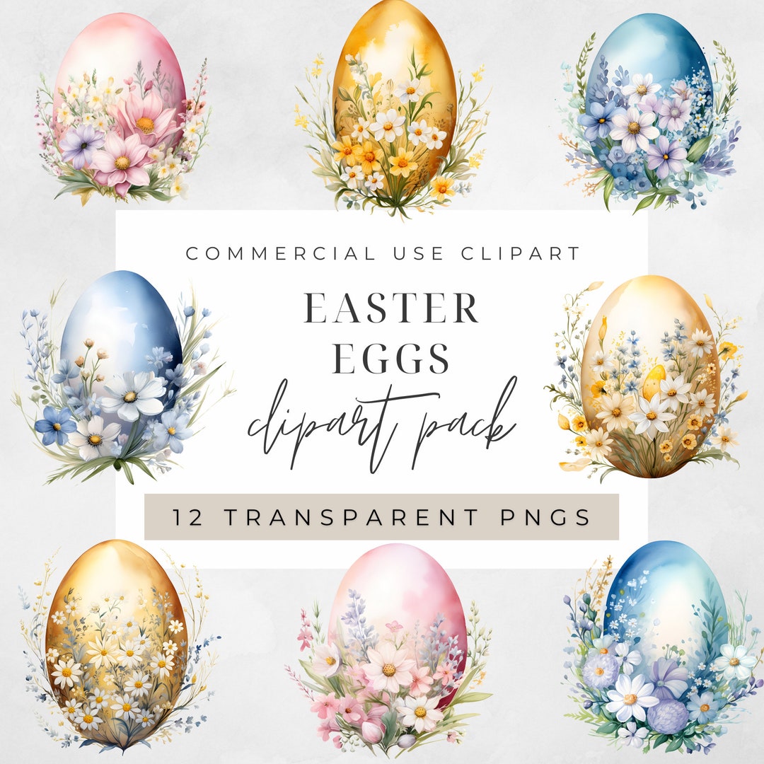 Watercolor Pastel Easter Eggs Clipart, Clipart for Commercial Use ...