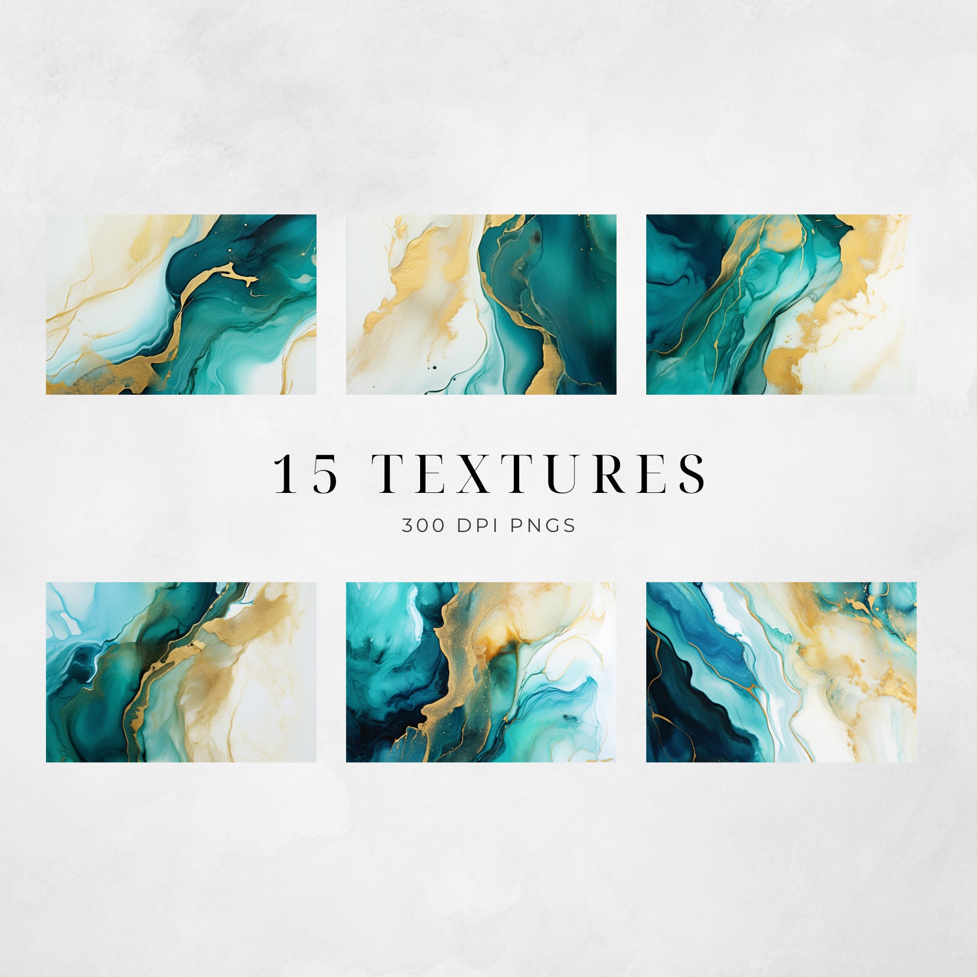 Teal and Gold Alcohol Ink Texture Clipart, PNG, Commercial Use, Teal ...