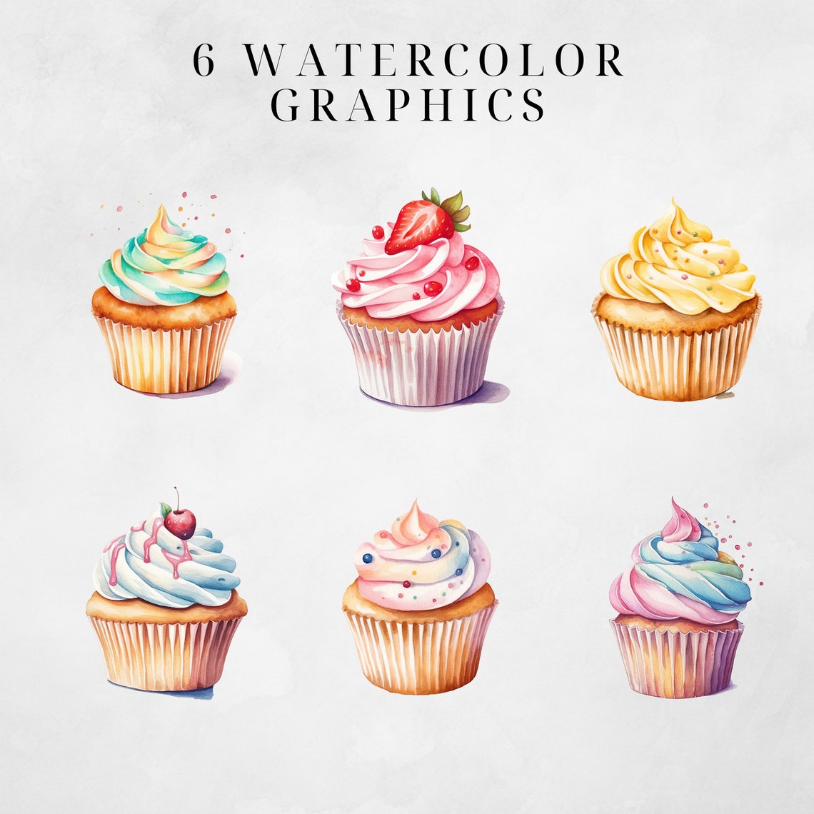 Cupcakes Cakes Watercolor Clipart PNG, Junk Journaling, Bundle, Party ...