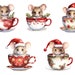 Christmas Mice in Teacups Clip Art Pack Watercolour, Clipart or ...
