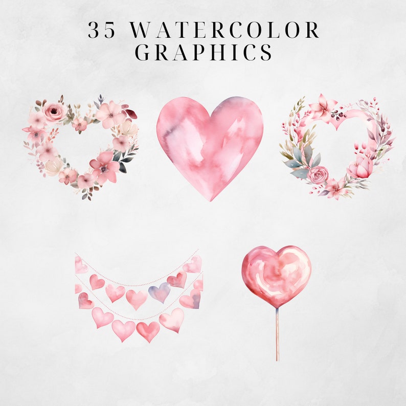 Valentines Love Watercolor Clipart PNG, Junk Journaling, Floral Romance ...