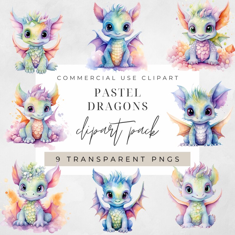 Pastel Dragon Watercolor Clipart PNG, Junk Journaling, Cute Dragons ...