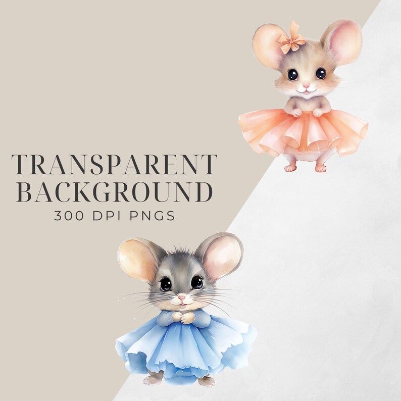 Watercolour Mice in Tutus Clip Art Pack Watercolour, Clipart for ...