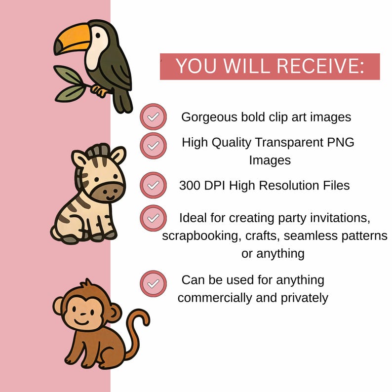 Safari Animals Clipart Bundle – Cute Jungle Baby Animals, Savannah ...