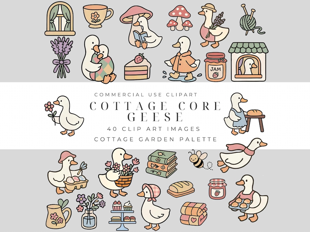 Silly Goose Cottagecore Clipart Pack – Cozy Farm Goose Pngs With ...
