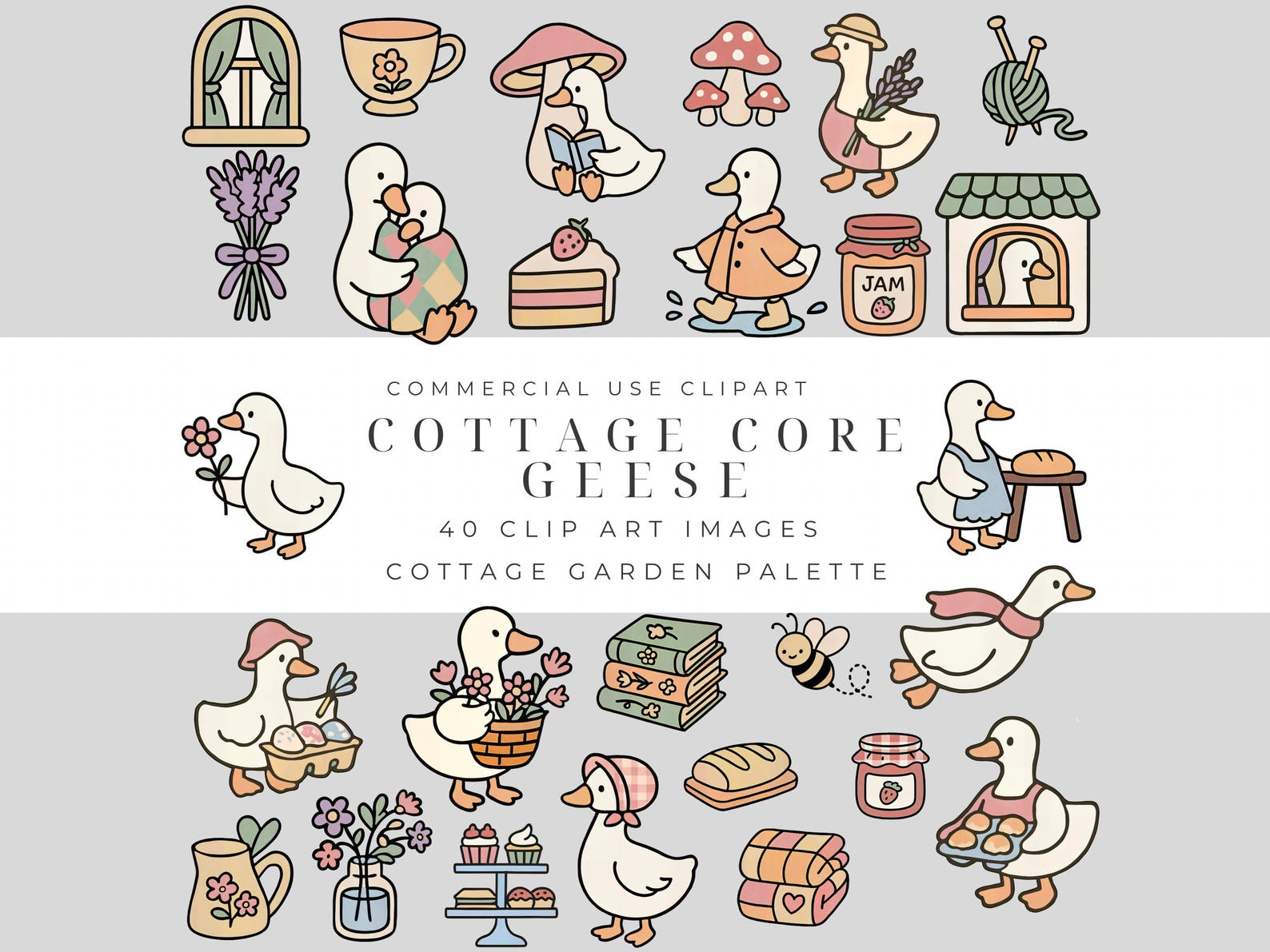 Silly Goose Cottagecore Clipart Pack – Cozy Farm Goose Pngs With ...