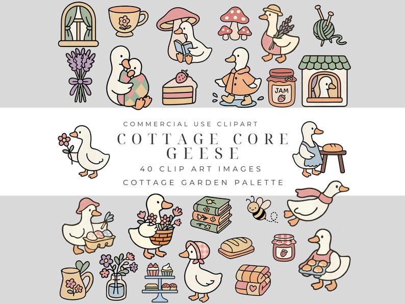 Silly Goose Cottagecore Clipart Pack – Cozy Farm Goose Pngs With ...