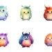Tiny Fuzzy Monsters Clip Art Pack Watercolour, Clipart or Commercial ...