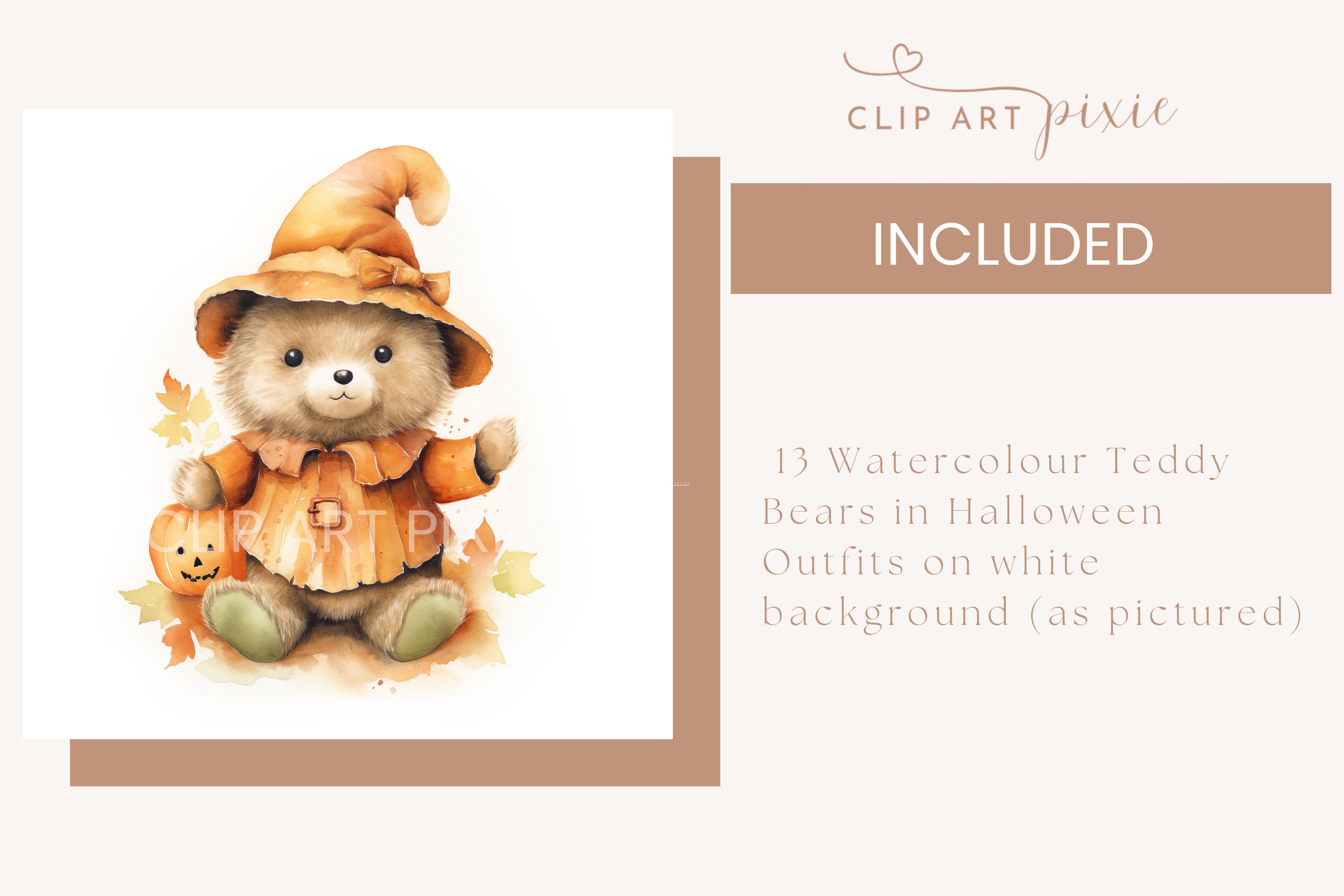 Watercolour Halloween Teddy Bears Clip Art Pack Watercolour, Clipart or ...