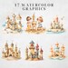 Watercolor Sand Castles Beach Clipart, BUNDLE, Children, Play, Castles ...
