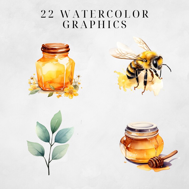 Watercolor Bees and Flowers Clipart, Clipart for Commercial Use ...