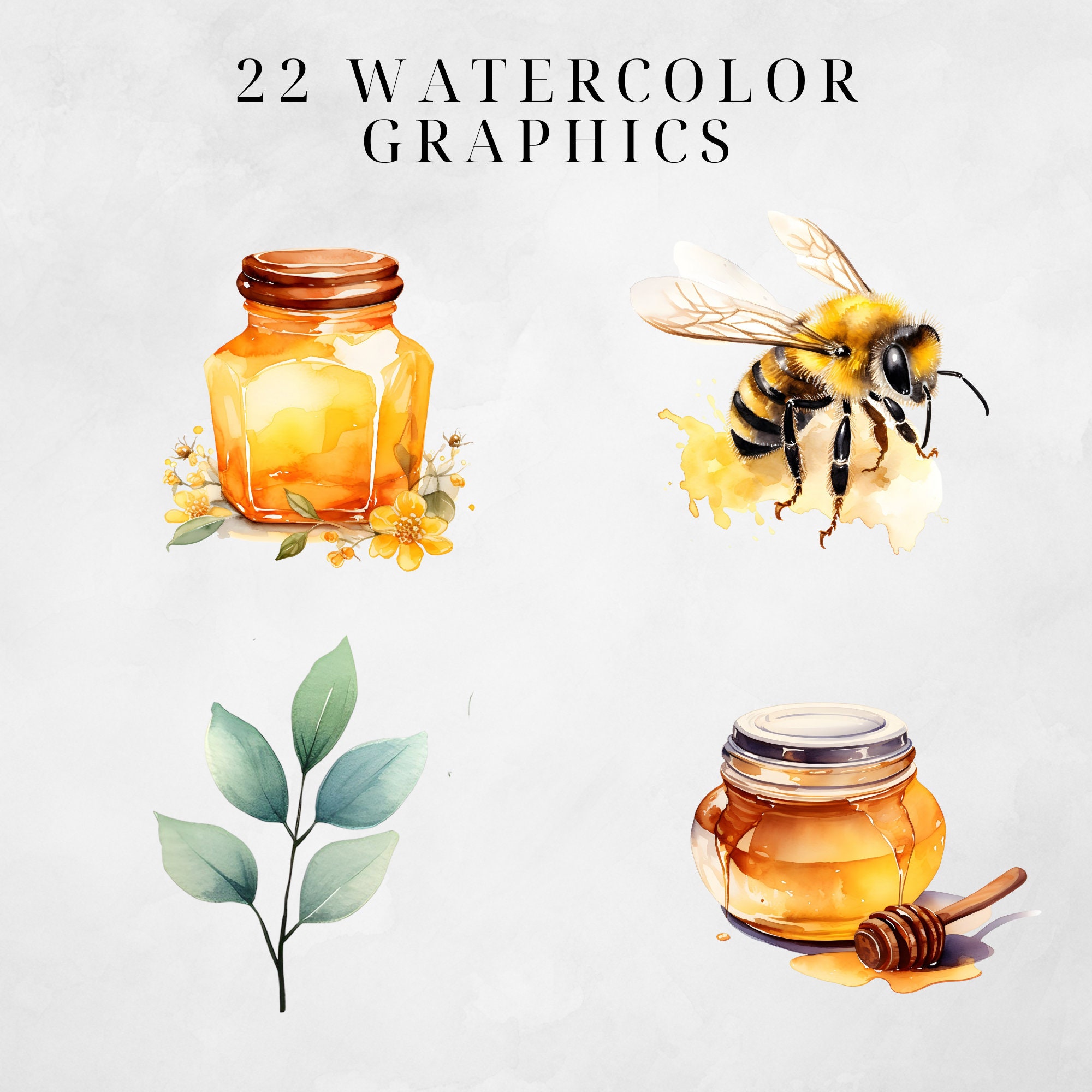 Watercolor Bees and Flowers Clipart, Clipart for Commercial Use ...