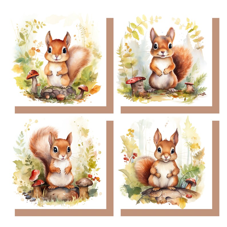 Woodland Squirrel Clipart PNG, Junk Journaling, Bundle, Woodland ...