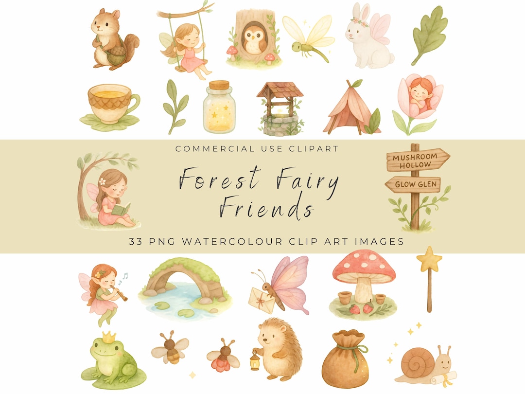 Forest Fairy Friends Watercolor Clipart Set – Woodland Fairies ...