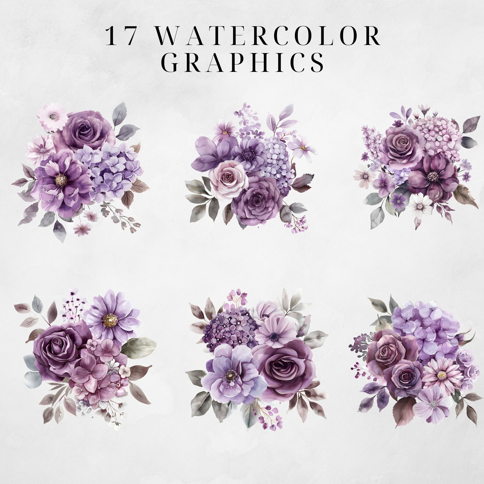 Lavender Purple Floral Bouquet Watercolor Clipart PNG, Junk Journaling ...