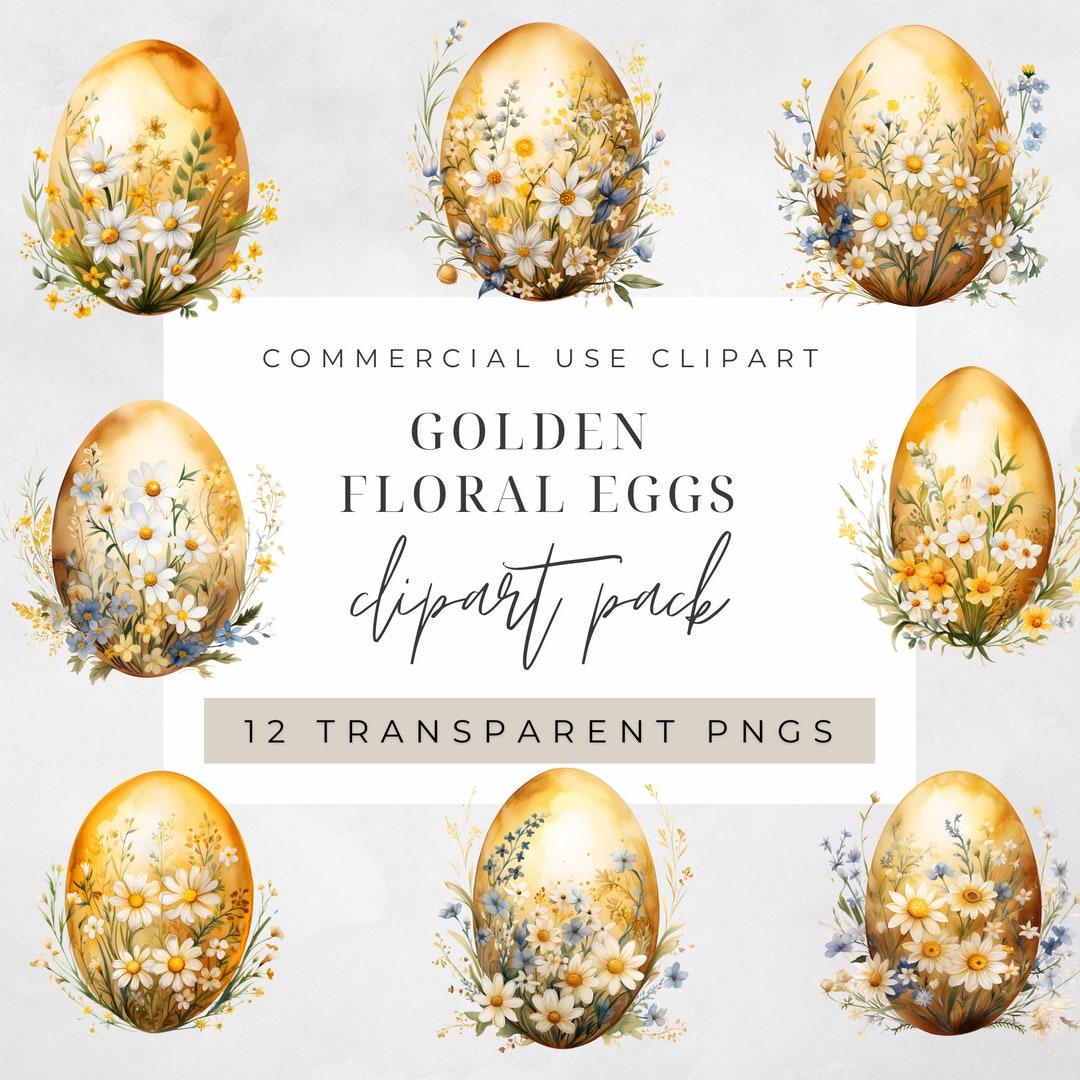 Watercolor Golden Easter Eggs Clipart, Clipart for Commercial Use ...