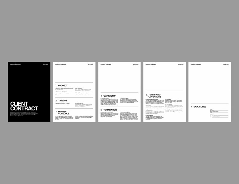 Freelance Design Contract Template for Canva | Minimal | Easy to Use - Etsy