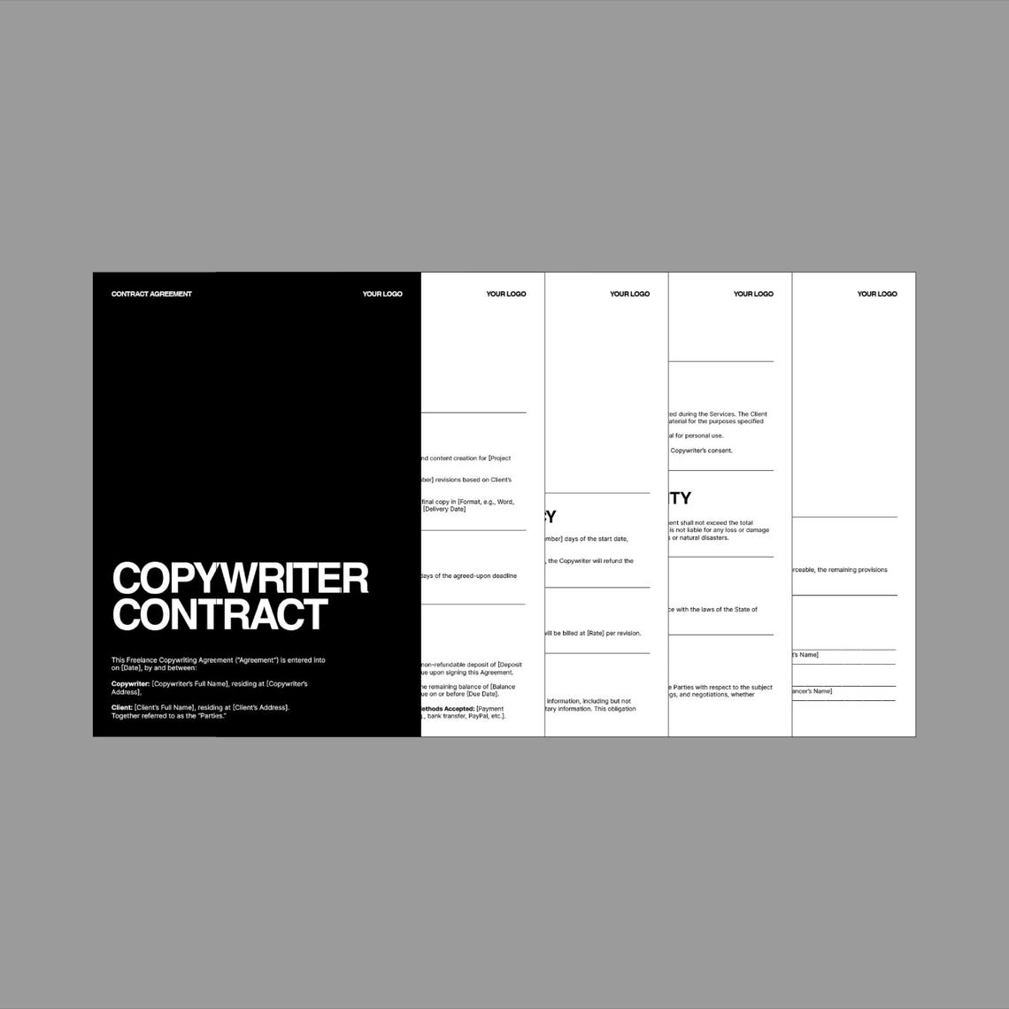 Freelance Copywriter Contract Template | Easy to Use | Minimal Contract ...