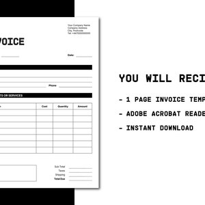 Invoice Template Pdf/indesign. Editable Invoice Template. Invoice Form ...