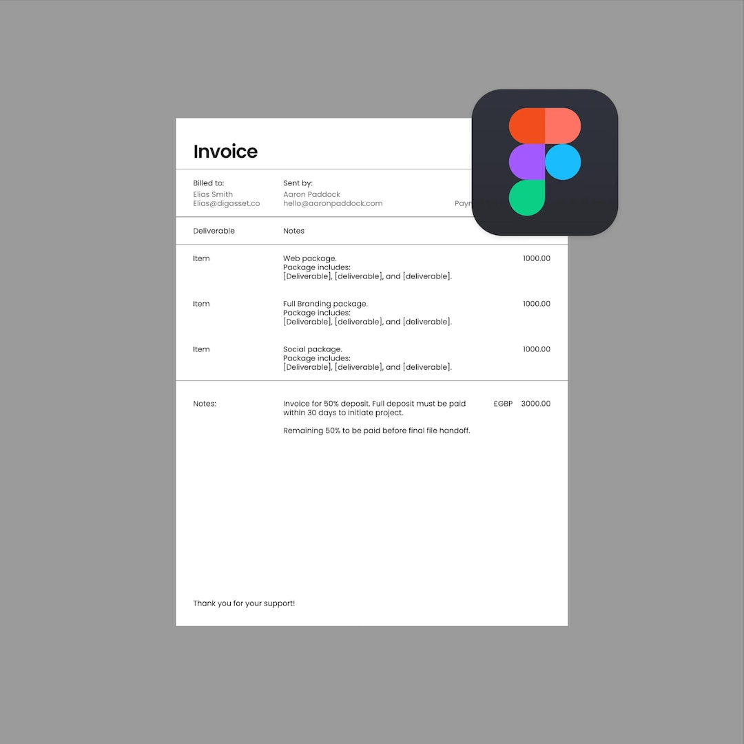 Invoice Template for Figma - Small Business | Modern and Professional ...
