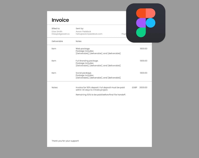 Invoice Template for Figma - Small Business | Modern and Professional ...