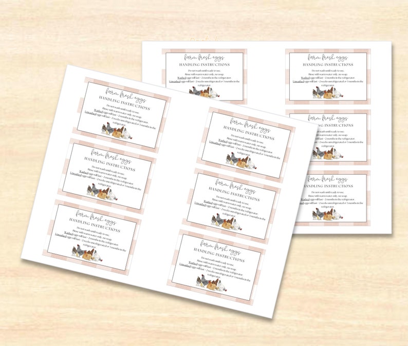 Egg Handling Instruction Printable Card // Farm Fresh Egg Card // Egg ...