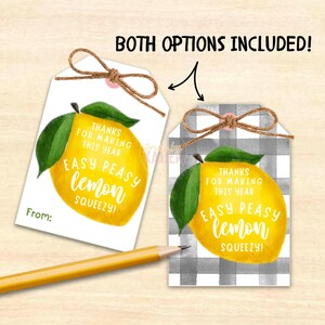 Teacher Appreciation Tag // Teacher Gift Tag // Lemon Teacher Gift ...